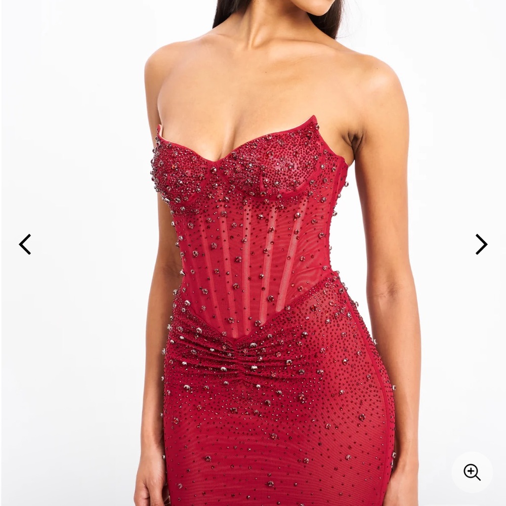 Miss Circle Fatima Burgundy Crystal Sleeveless Corset… - Gem